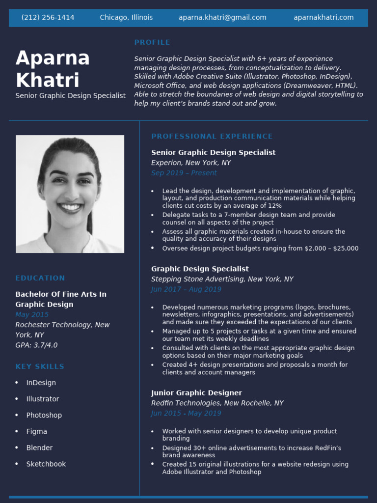 Senior Graphic Design Specialist Resume | PDF | Graphic Design | Résumé