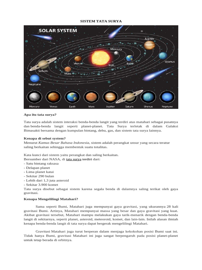 SISTEM TATA SURYA Kelas 6 | PDF
