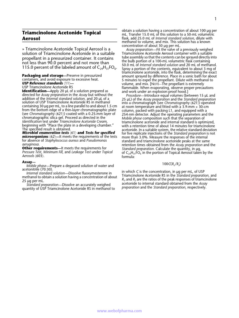 Triamcinolone Acetonide Topical Aerosol | PDF | Chromatography ...
