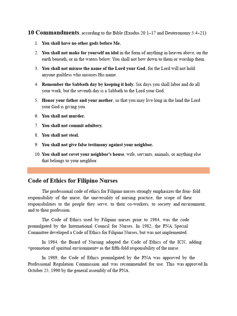 LEADMAN-10-CODE-ETHICS | PDF | Ten Commandments | Book Of Deuteronomy