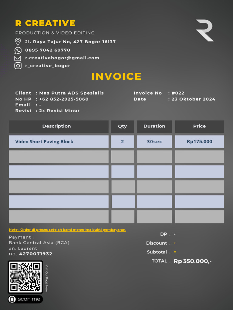 INVOICE Konten an Video Paving Block | PDF