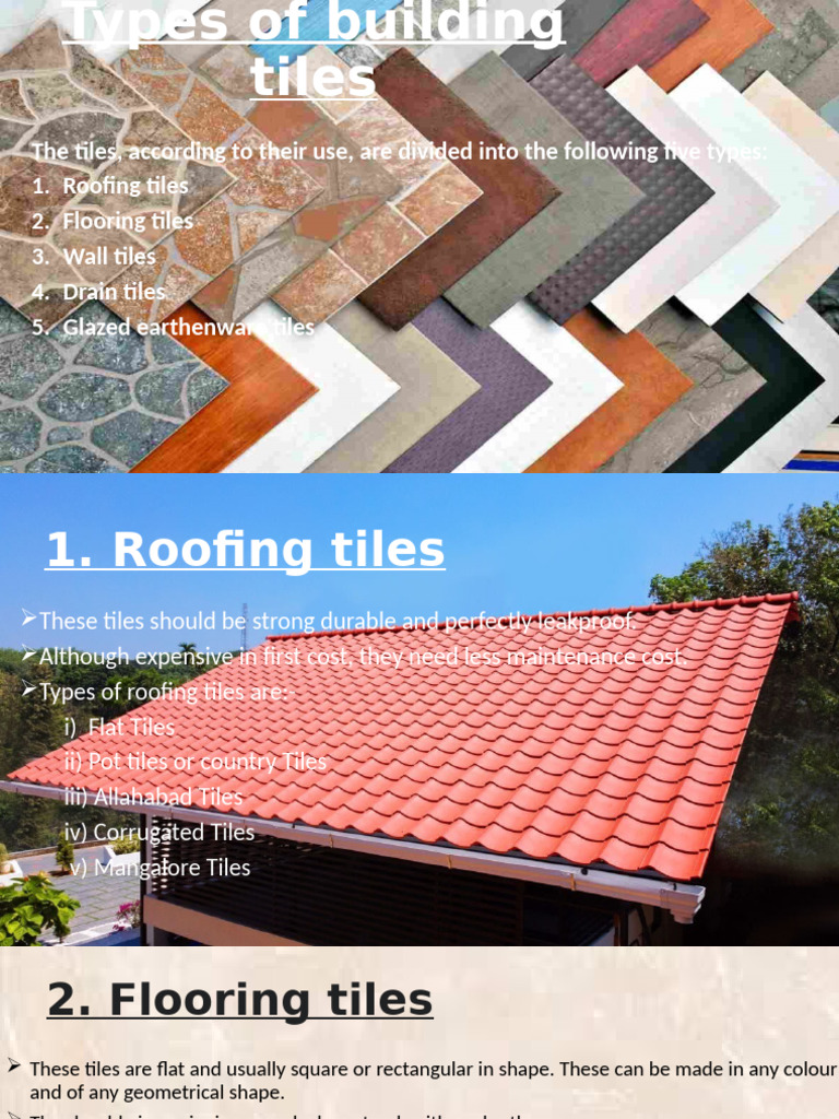 Types of Building Tiles | PDF | Tile | Architectural Elements