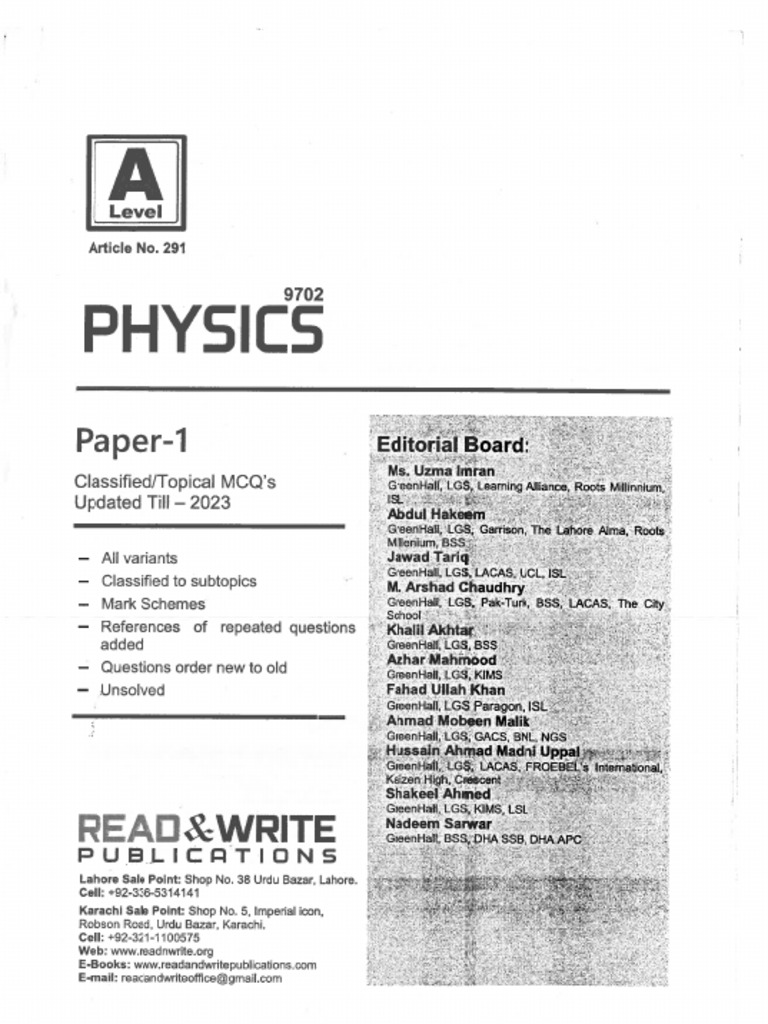 Physics Paper 1 (Topical Past Papers) | PDF