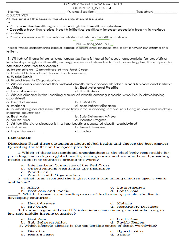 Health Q3 Activity Sheets - 050616 | PDF