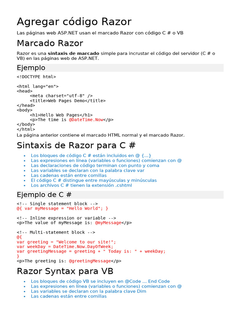 02-Agregar Código Razor | PDF