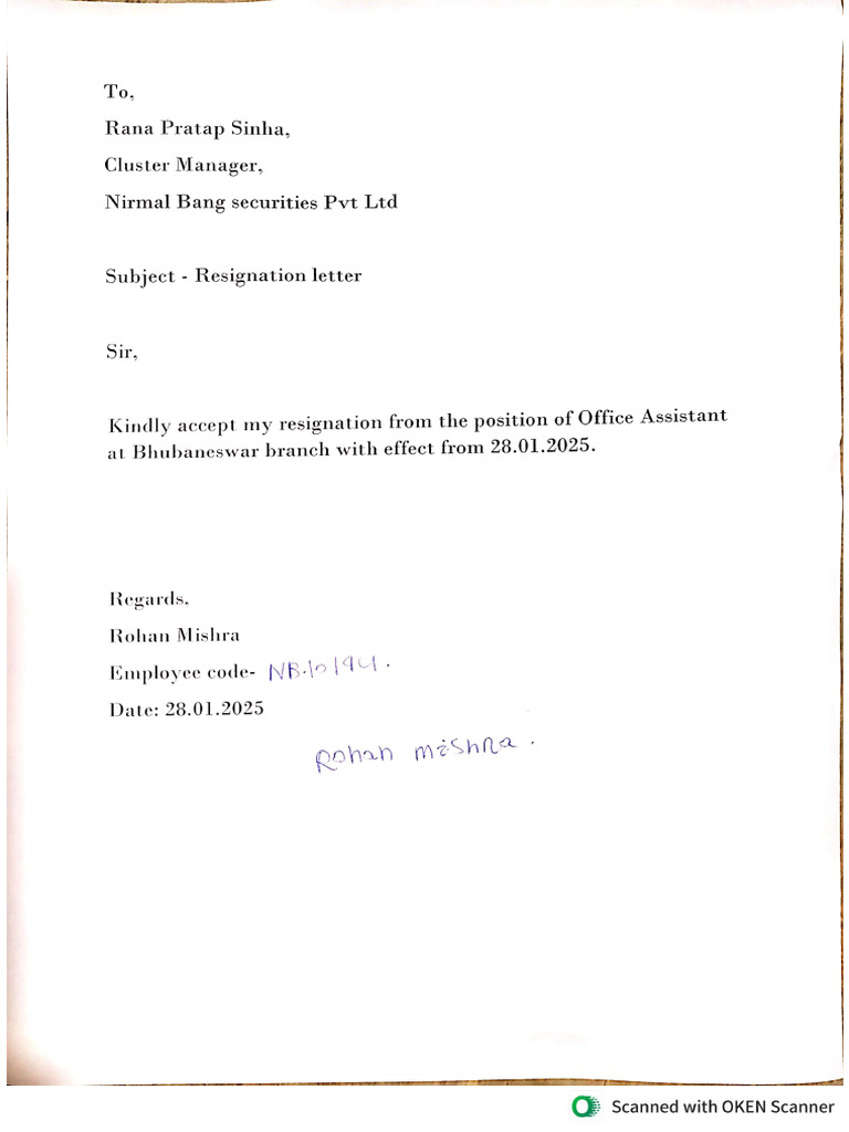 Rohan Resignation | PDF