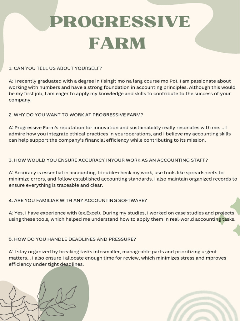 progressive farm | PDF | Time Management | Professional Skills