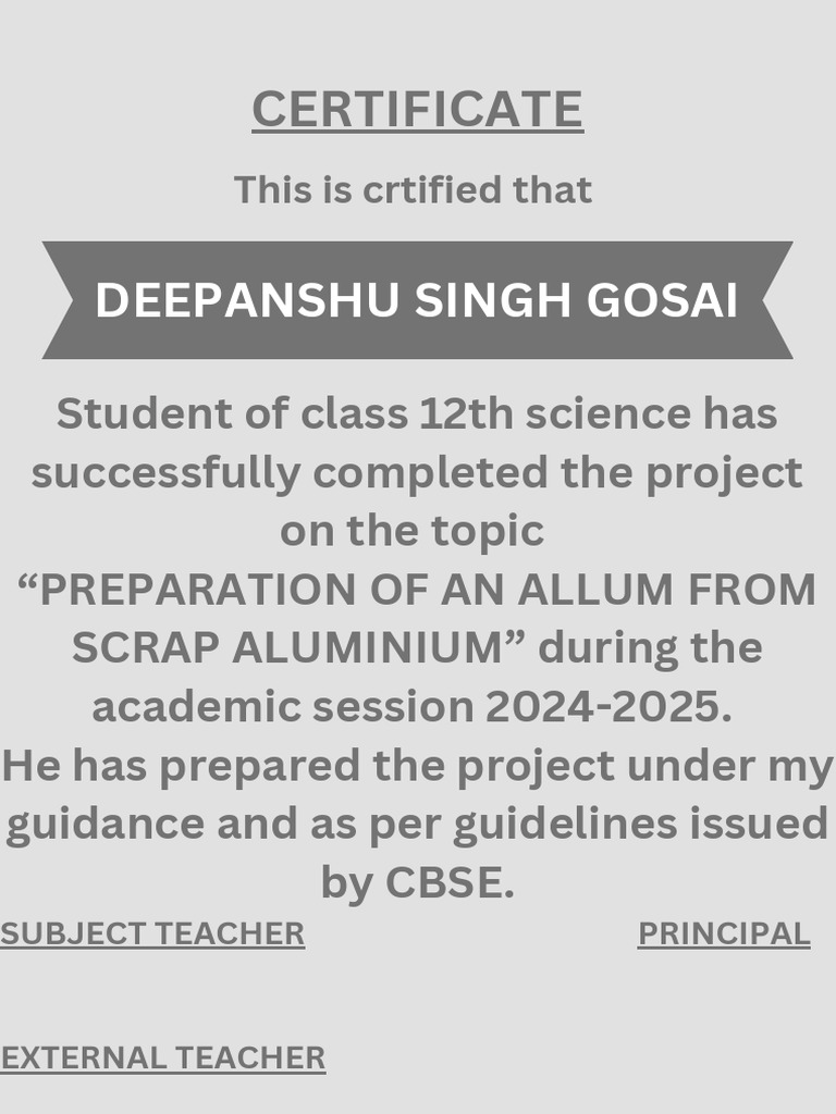 Class 12 Science Project: Alum Prep | PDF