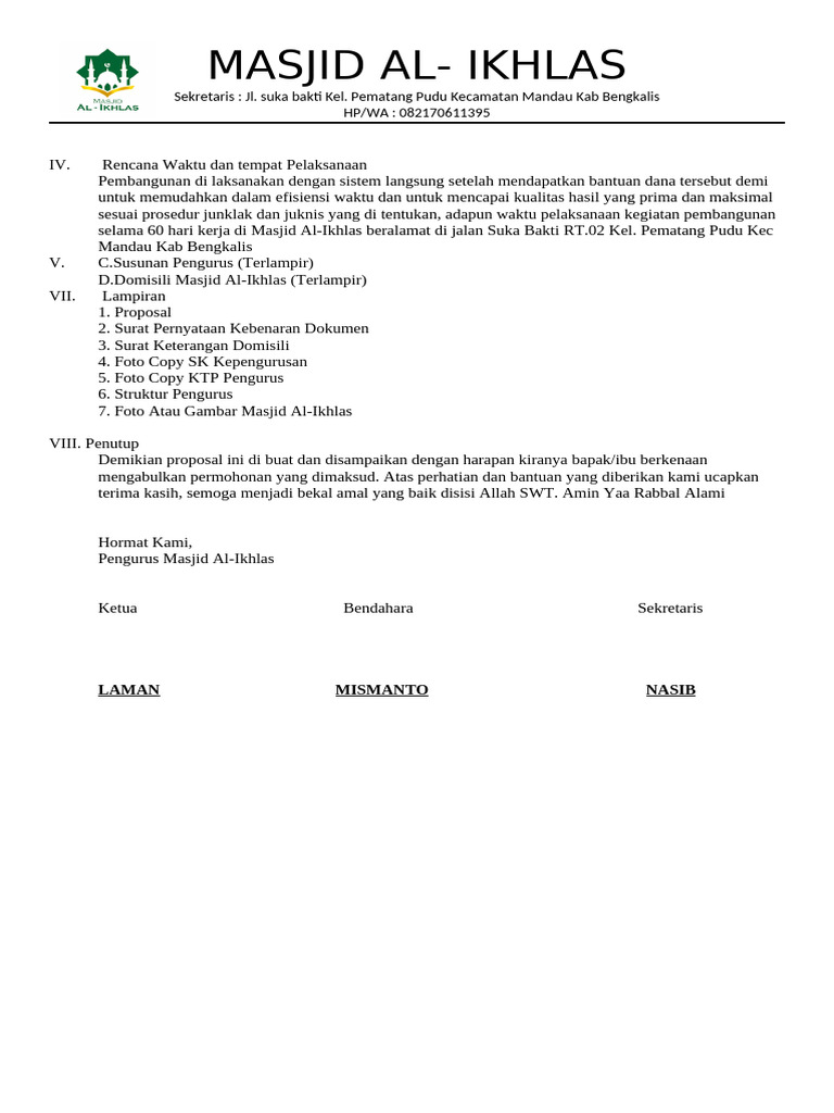 MASJID AL Ikhlas Pak Alek | PDF
