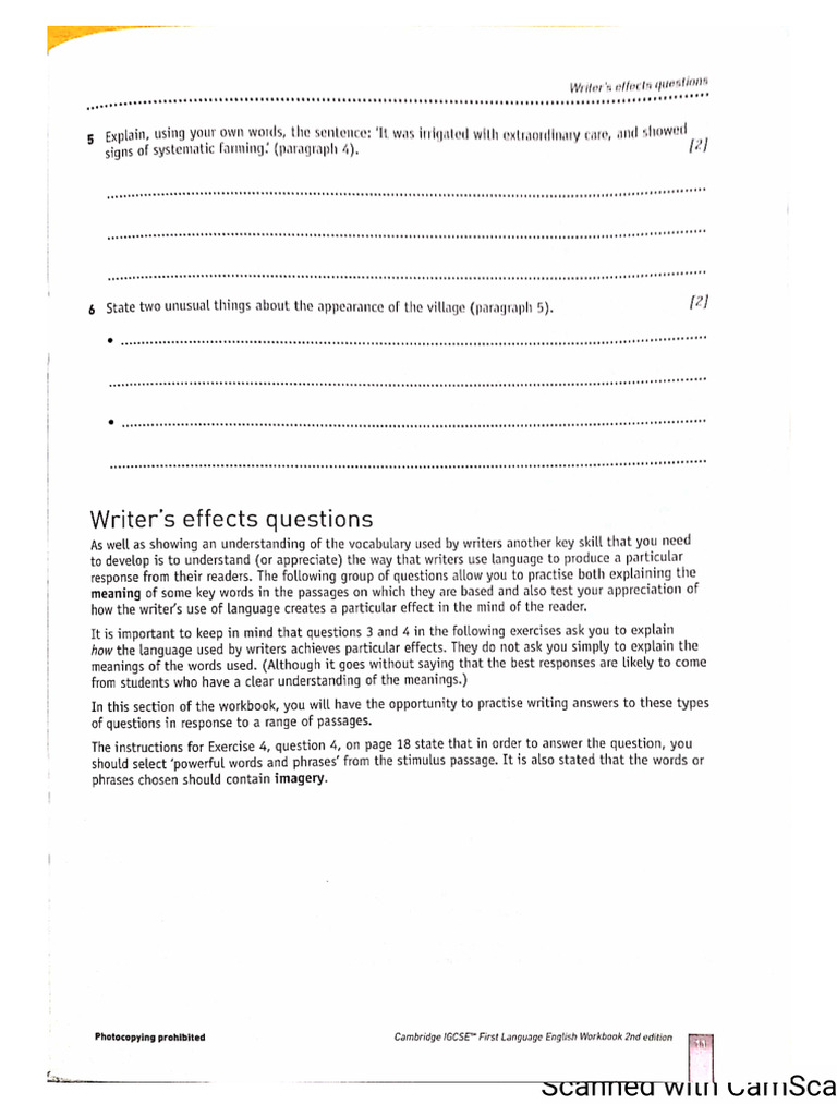 Writer's Effect Worksheet+Notes | PDF