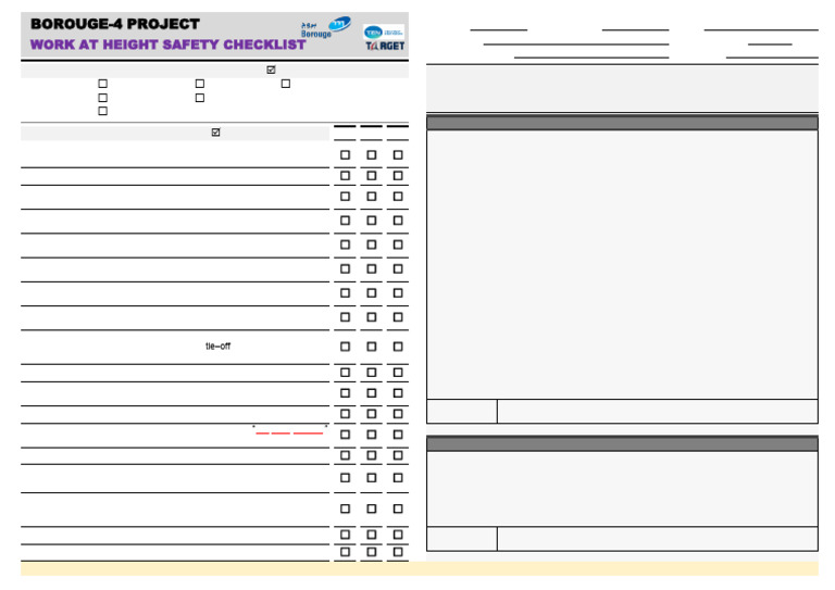 Work at Height Safety Checklist - (Eu-4) | PDF | Ladder | Occupational ...