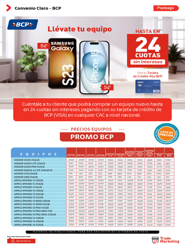 Precios y Equipos Claro-BCP 2023 | PDF | Hardware de Apple Inc. | Aparatos de información
