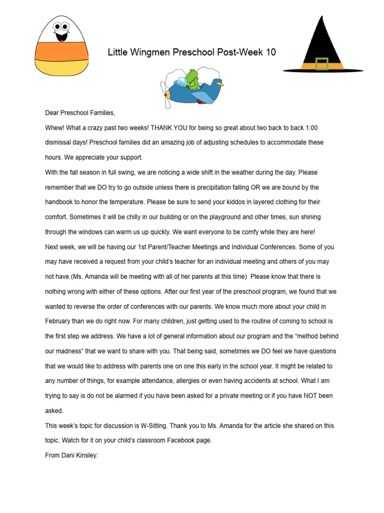 Preschool Post Week 10 | PDF