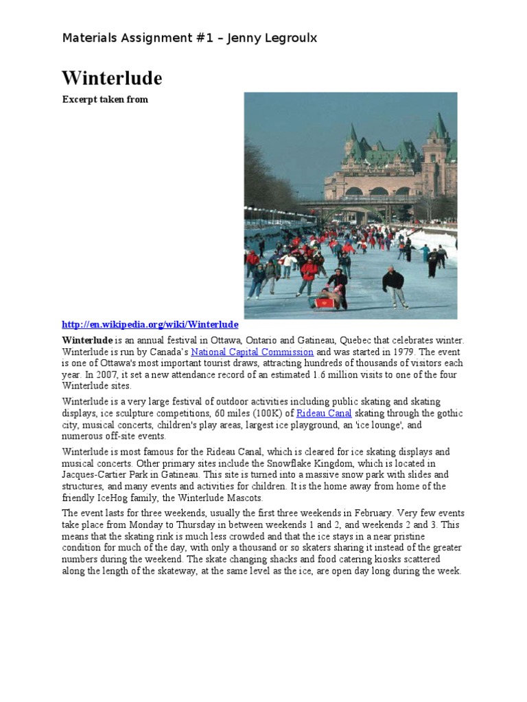 Winterlude Festival Overview and Activities | PDF | Social Science | Travel