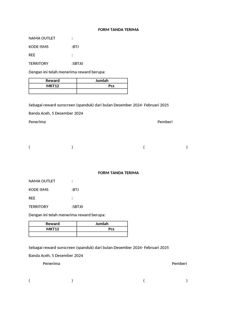 Form Tanda Terima | PDF