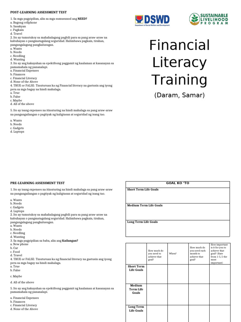 Financial Literacy Handouts | PDF