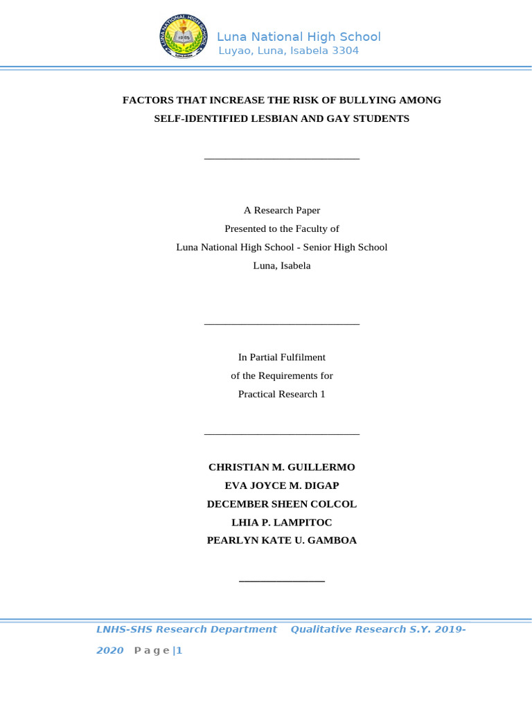 FACTORS-THAT-INCREASE-THE-RISK-OF-BULLYING-Chapter-1-5 | PDF | Bullying ...