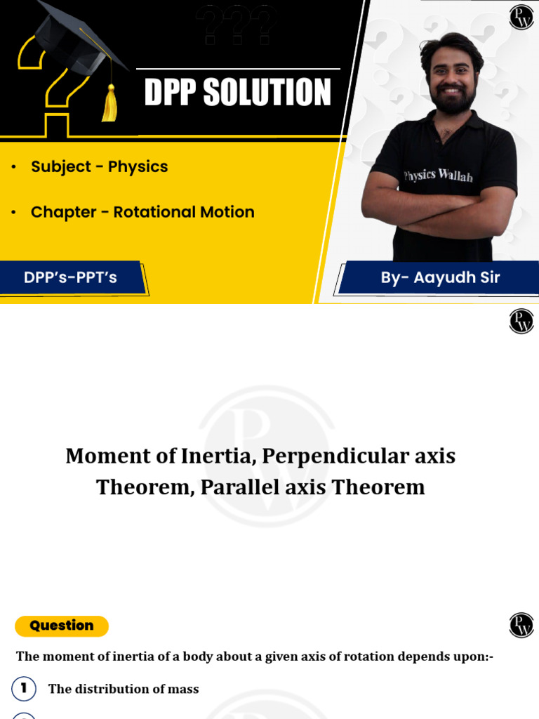 Rotational Motion DPP | PDF | Rotation Around A Fixed Axis | Torque