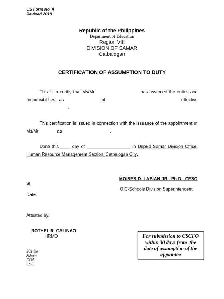 Assumption To Duty | PDF