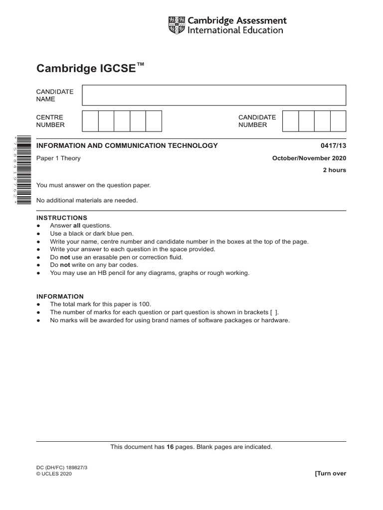 ICT Hardest Papers | PDF | Computing