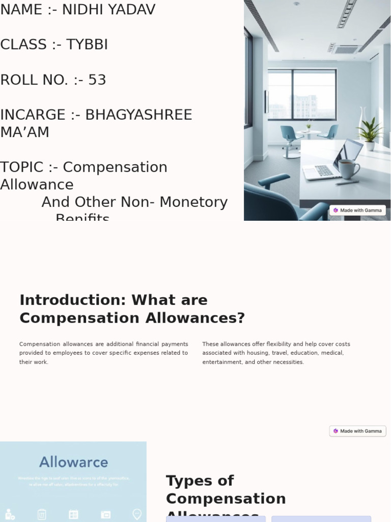 Compensation Allowances and Non Monetary Benefits | PDF | Employment ...