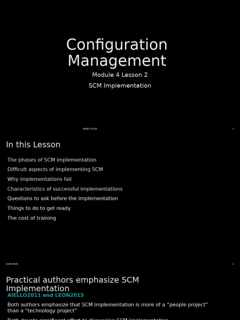 SWEN 5135 Module 4 Lesson 2 SCM Implementation | PDF | Version Control | Computing