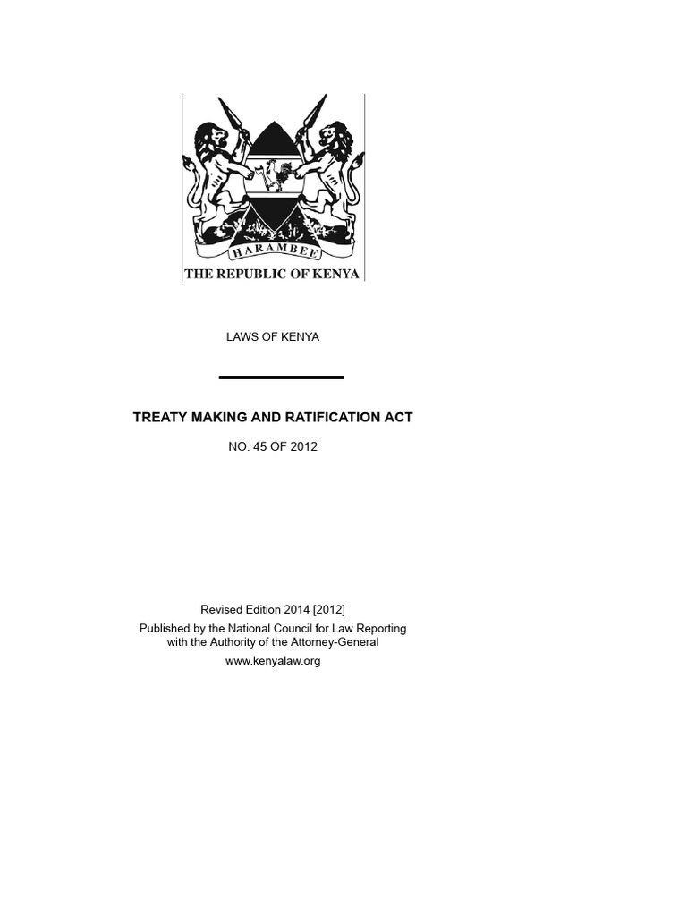 Kenya Treaty Making Act Overview | PDF | Ratification | Treaty