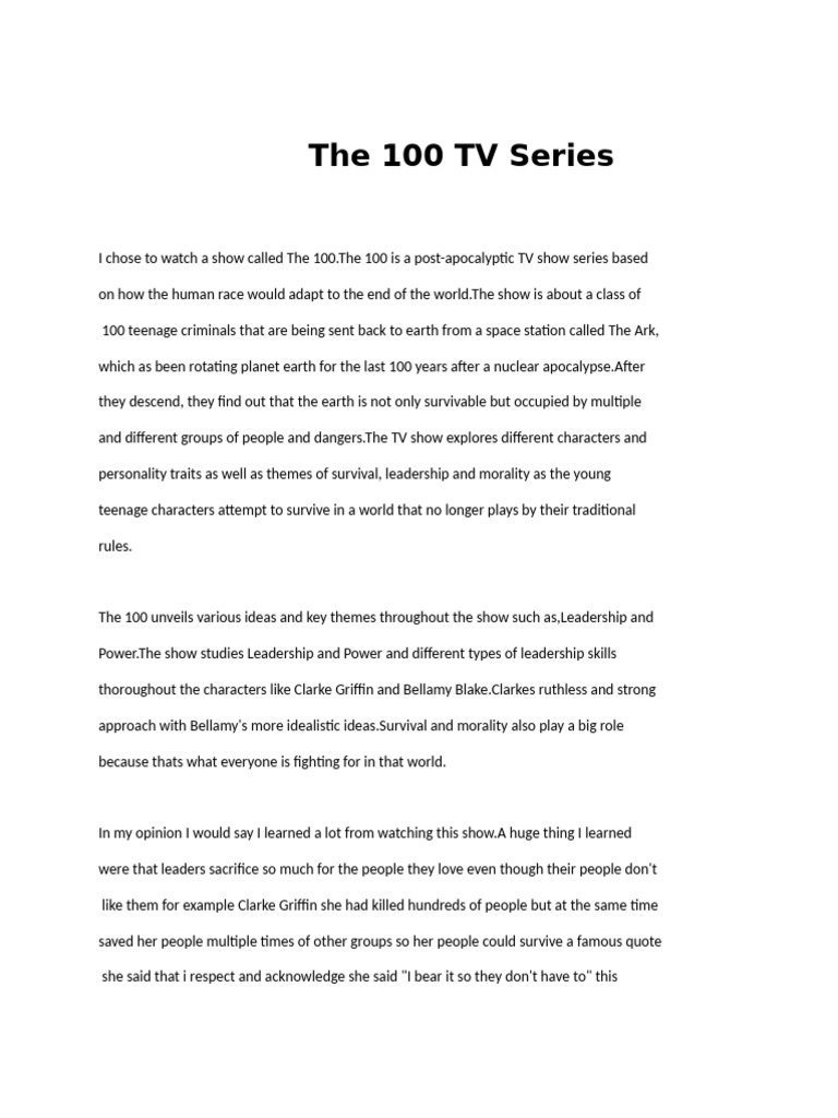 The 100: A Post-Apocalyptic Survival Tale | PDF