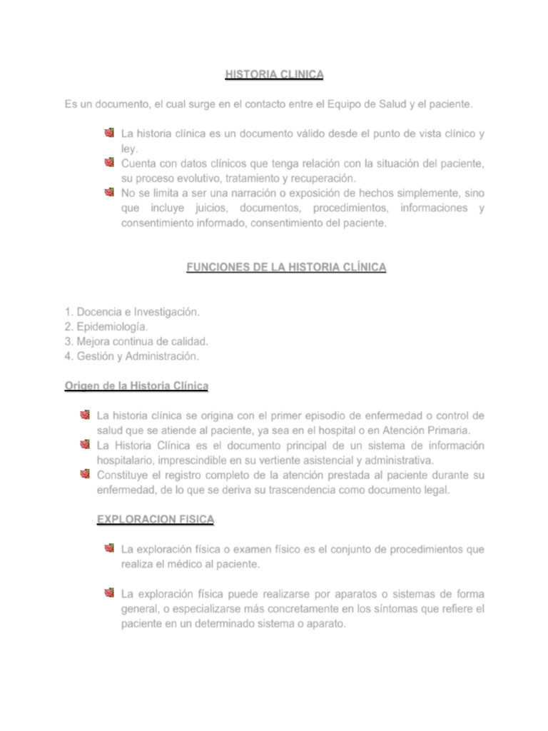 Historia Clinica | PDF | Historial médico | Examen físico