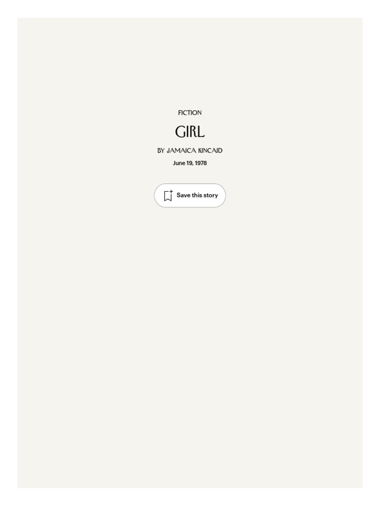 “Girl_ by Jamaica Kincaid | PDF
