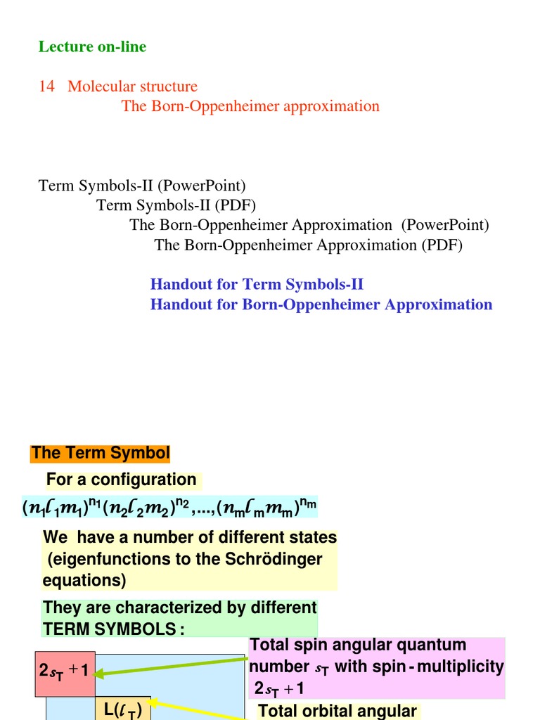 Understanding the Born-Oppenheimer Approximation | PDF | Atomic Orbital ...