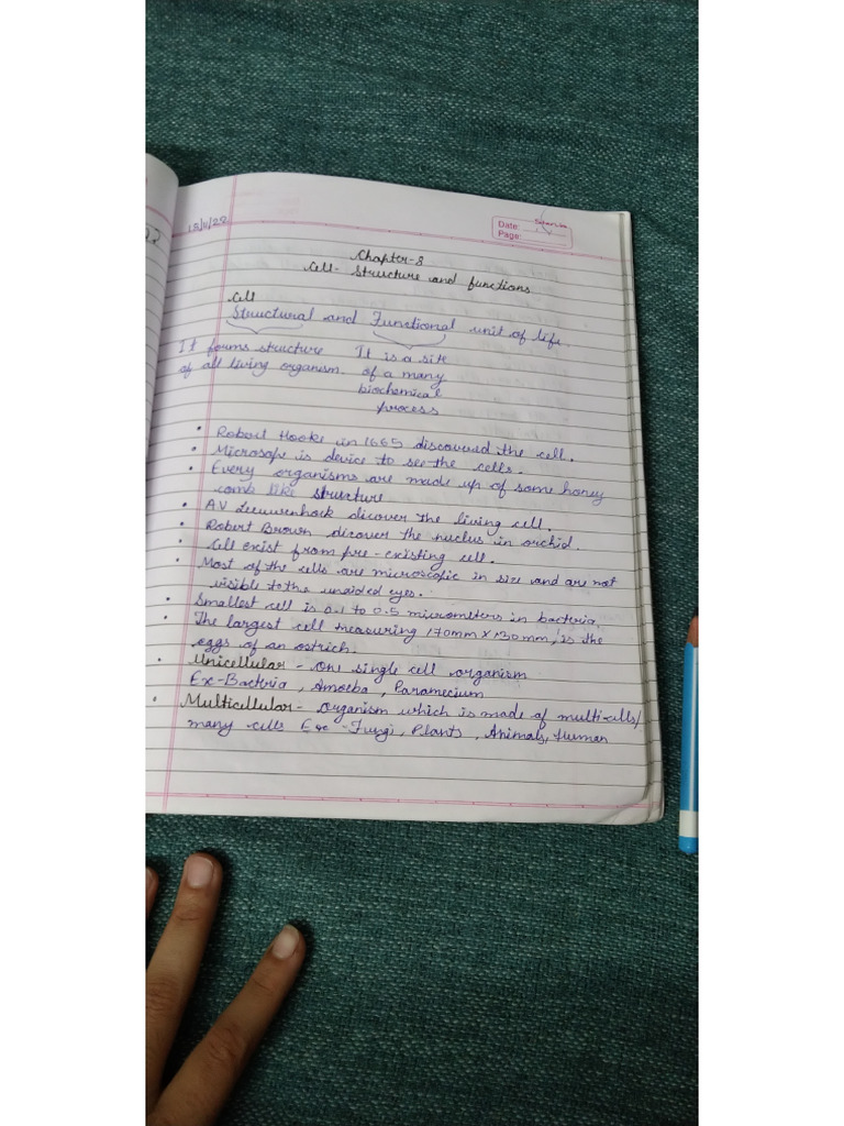 Science Notes CH - Cell Structure | PDF