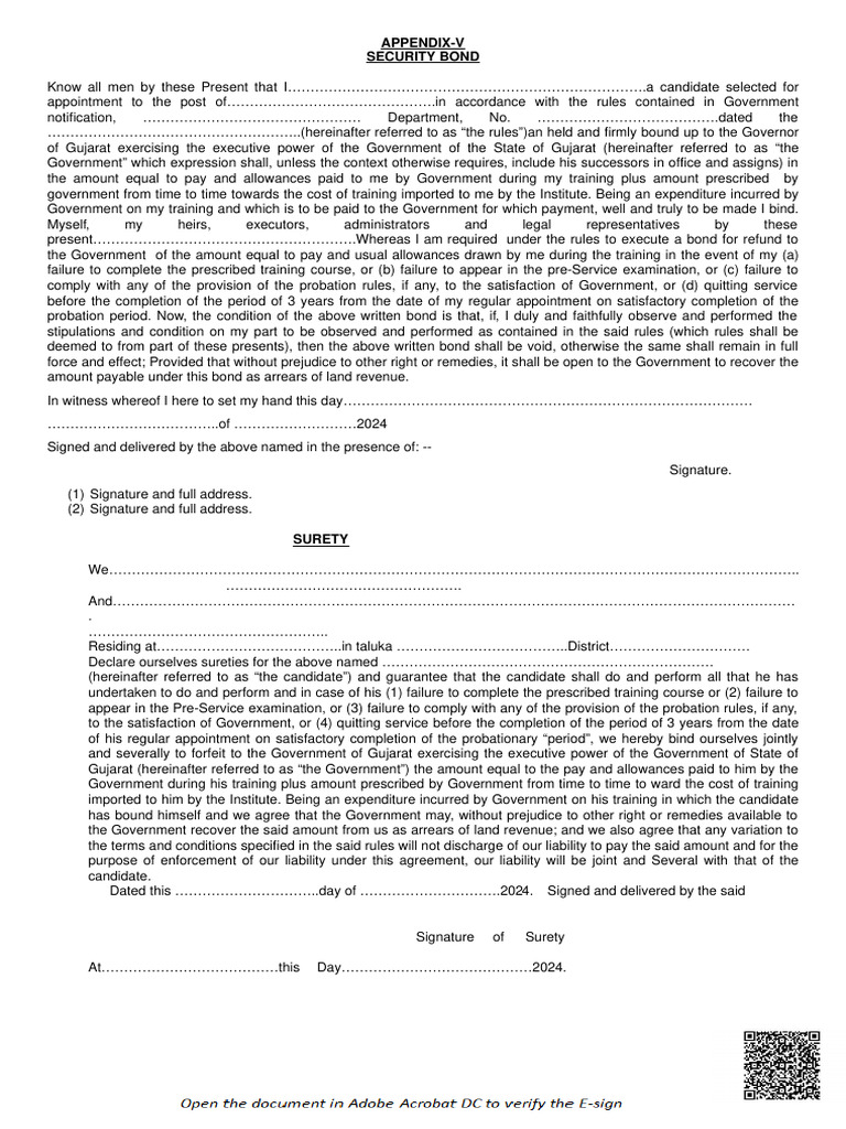 Security Bond for Training Candidates | PDF | Justice | Crime & Violence