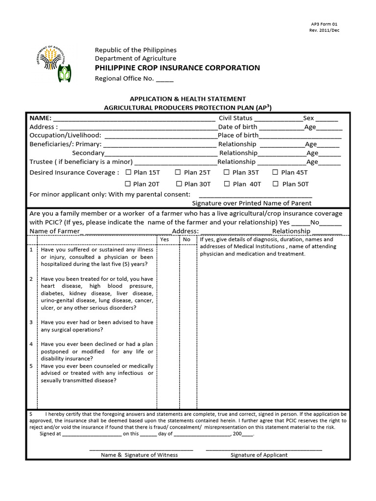 AP3-Form-No_01 | PDF | Insurance | Health Care