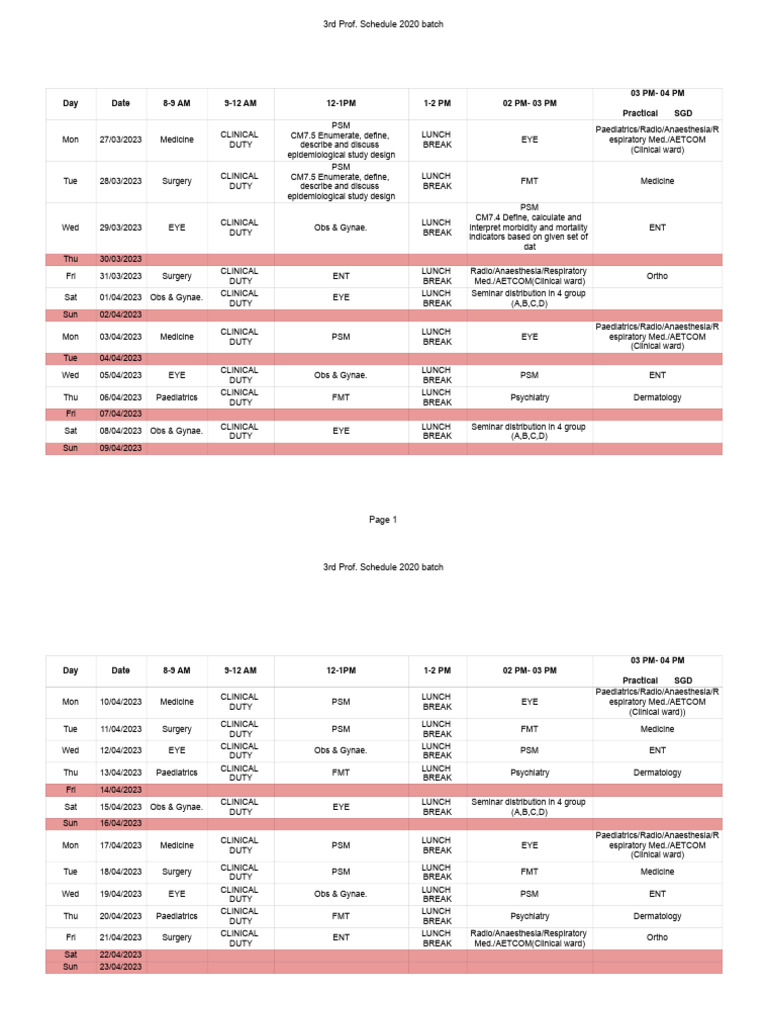 3rd Prof. Schedule 2020 Batch ...