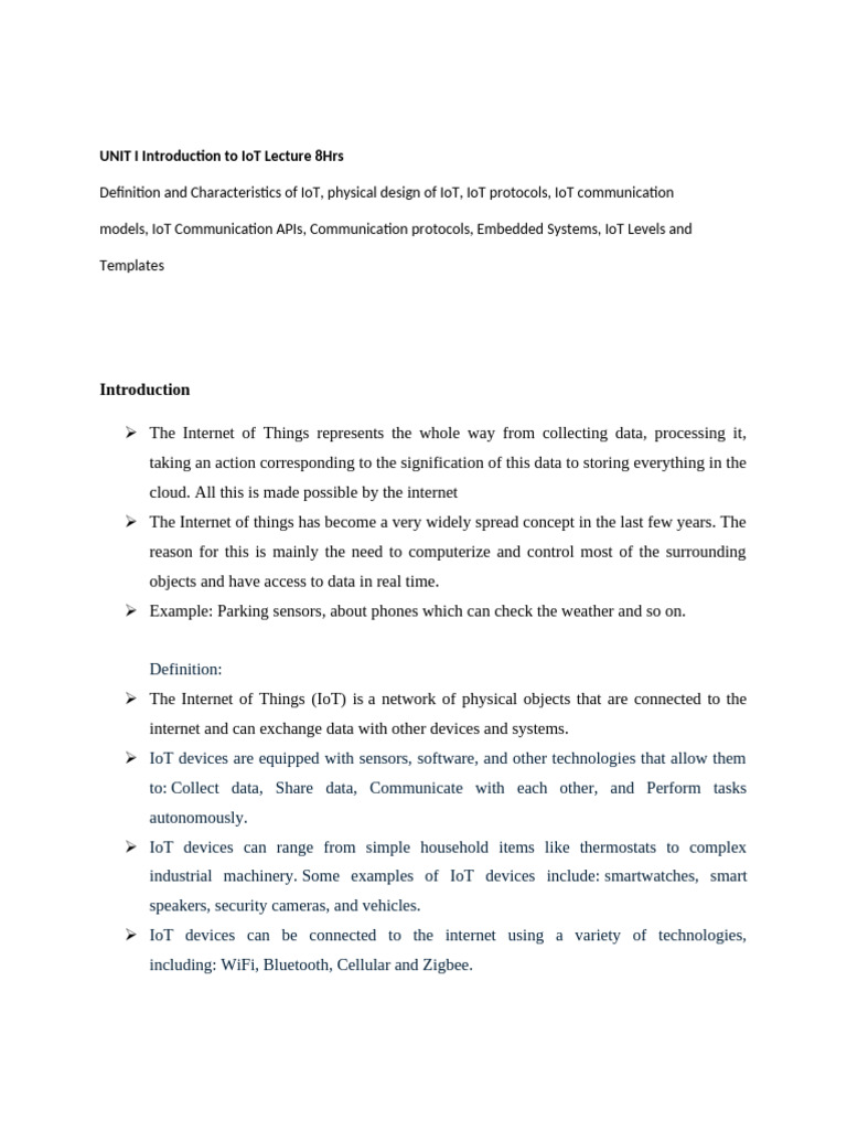 iot material unit 1 | PDF | Transmission Control Protocol | Internet Of Things