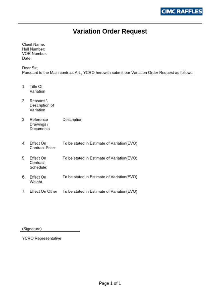 15- The Variation Order Form | PDF