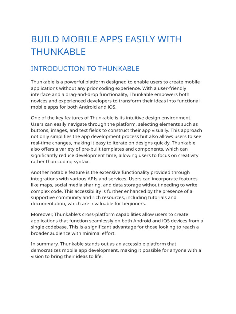 Build Mobile Apps Easily With Thunkable | PDF | Mobile App | Google Play