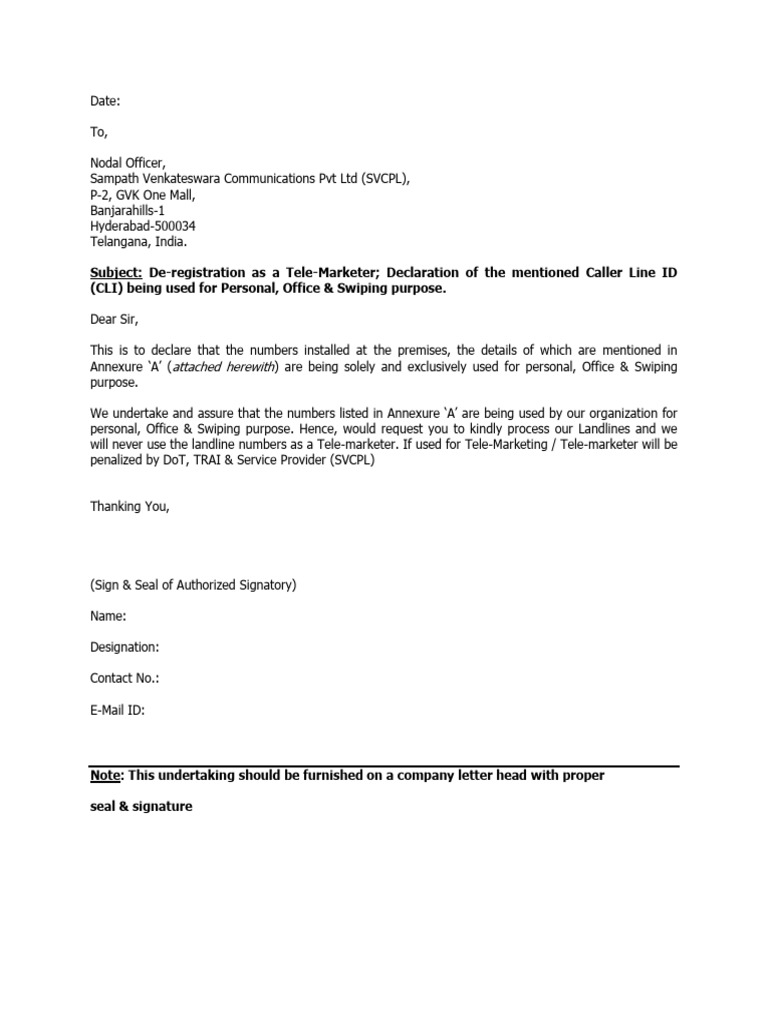 03-DND Declaration Form | PDF