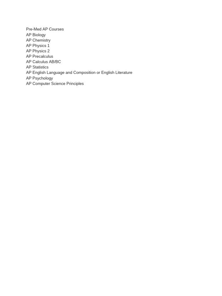 Essential AP Courses for Pre-Med Students | PDF