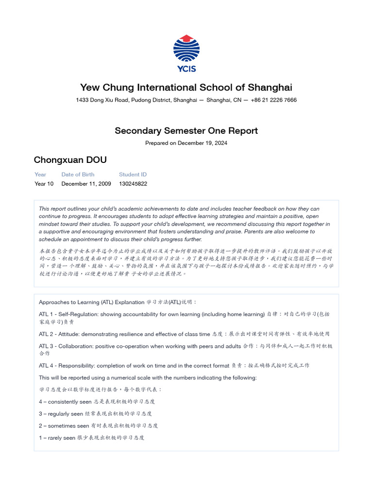 Year 10 Academic Progress Report | PDF | Learning | Cognition