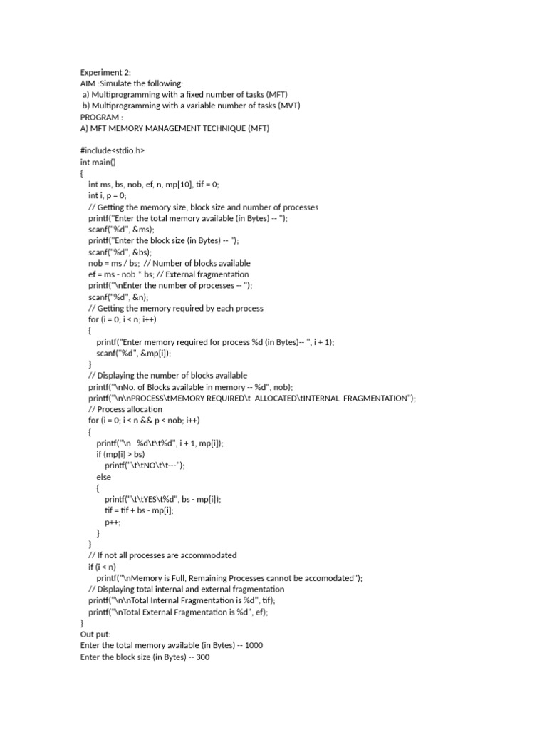 Experiment 2-os record | PDF | Computer Programming | Systems Engineering
