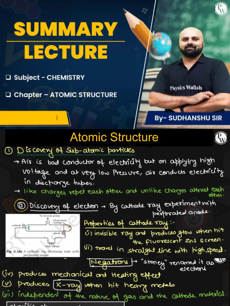 64b01b79d78f60001807f318 - ## - Atomic Structure - Summary Lecture - Arjuna Neet 2024 | PDF