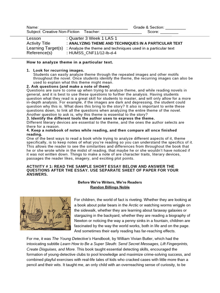 Creative Non Fiction Q3WEEK 1 | PDF | Essays | Cognition