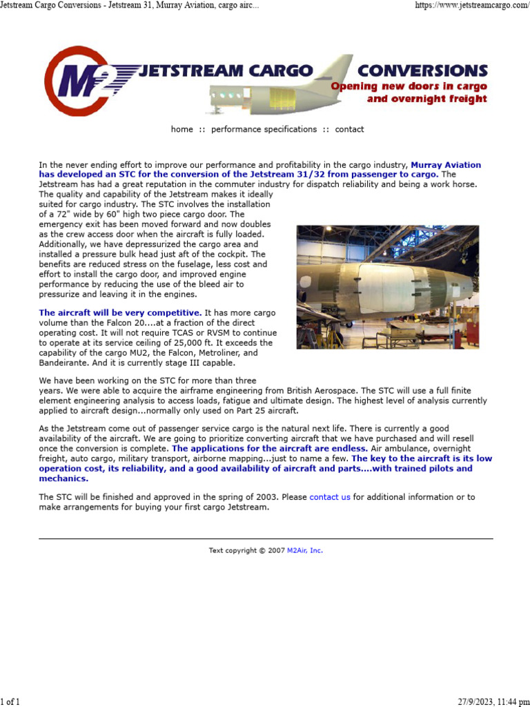 Jetstream Cargo Conversion | PDF | Cargo | Aircraft