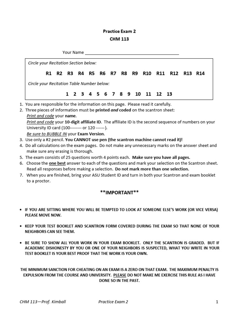 Unit 2 Practice Exam-CHM 113-Fall 2024 | PDF | Atomic Orbital | Materials