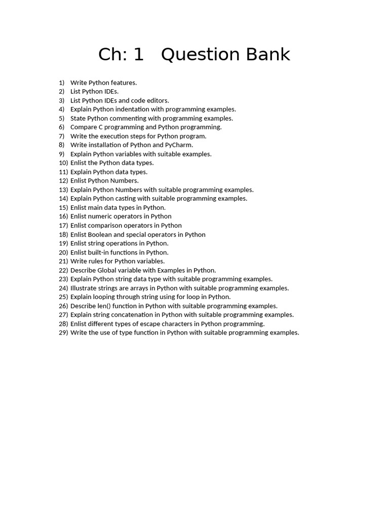 Ch1 Question Bank (PP)-1 | PDF
