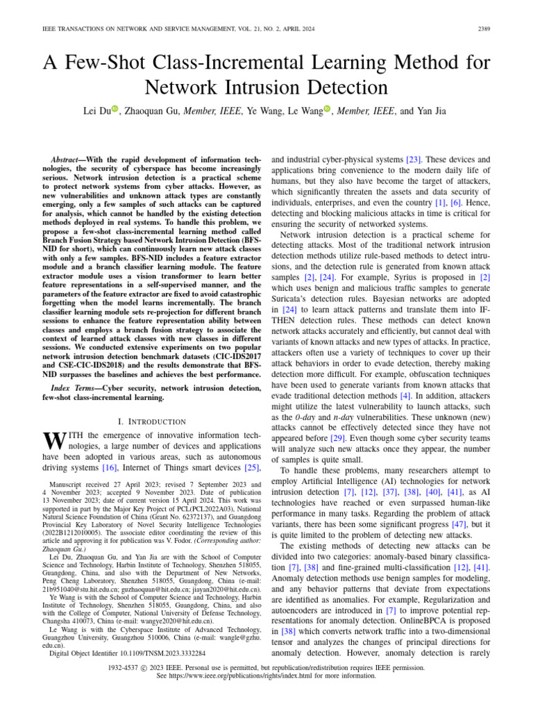 Du 等 - 2024 - A Few-Shot Class-Incremental Learning Method for N | PDF | Computing | Computer ...
