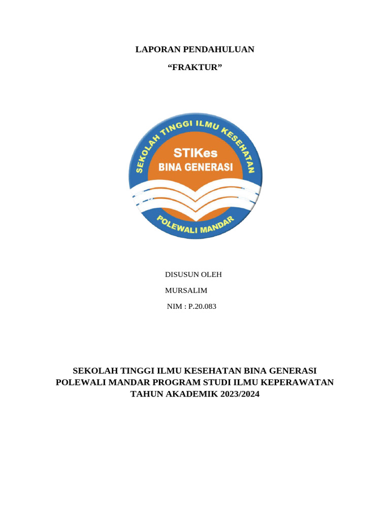 Klasifikasi dan Etiologi Fraktur Tulang | PDF