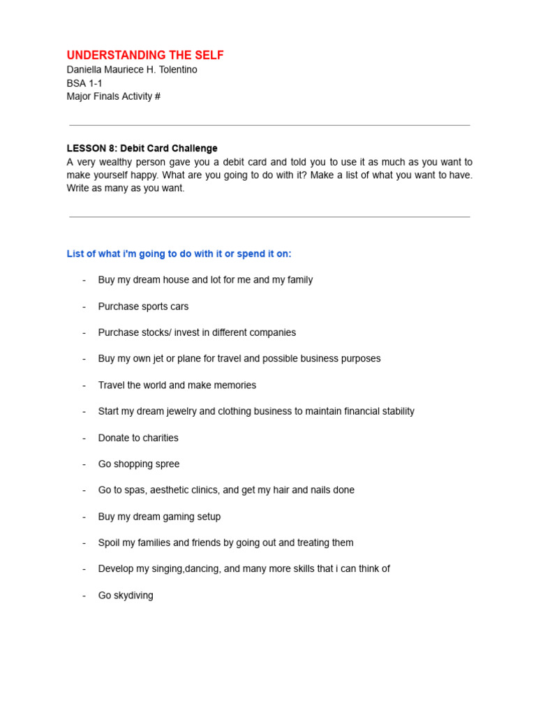 Tolentino, Daniella - Uts Act#1 | PDF | Cognition | Psychology